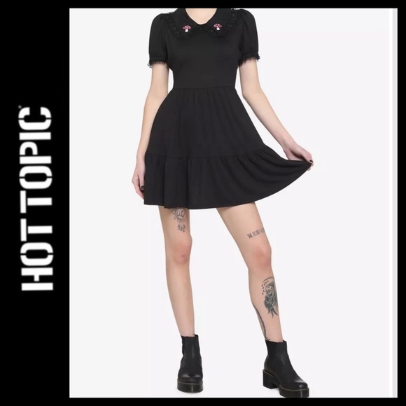 Hot Topic | Dresses | Hot Topic Mushroom Lace Collar Tiered Babydoll ...